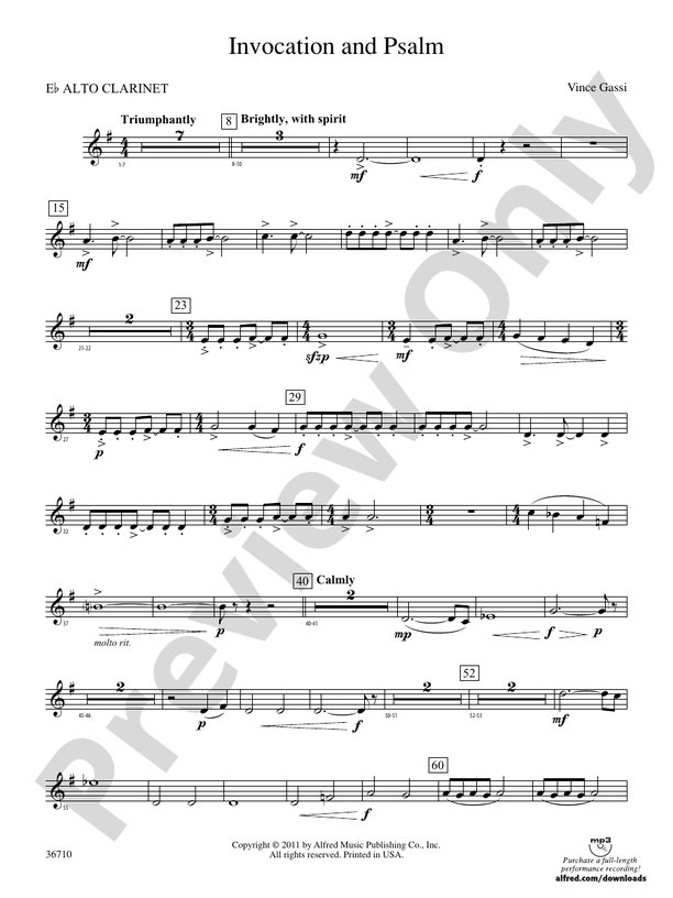 Invocation and Psalm: (wp) E-flat Alto Clarinet: (wp) E-flat Alto ...