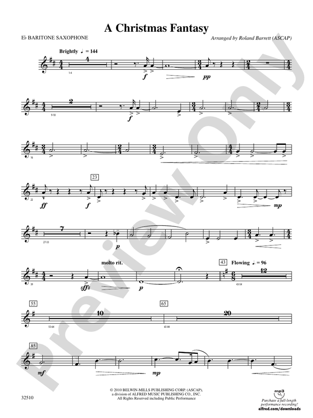 A Christmas Fantasy: E-flat Baritone Saxophone: E-flat Baritone Saxophone Part - Digital Sheet ...