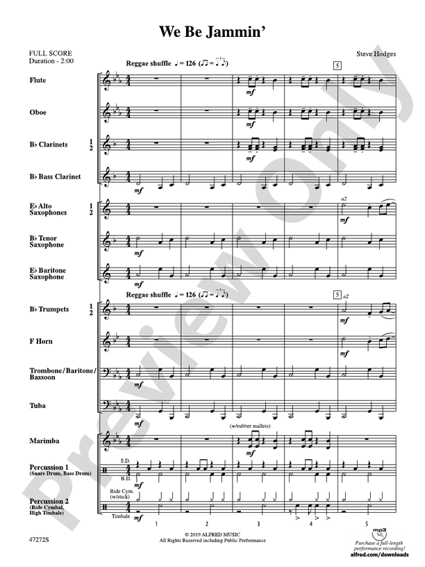 We Be Jammin': Concert Band Conductor Score & Parts: Steve Hodges ...