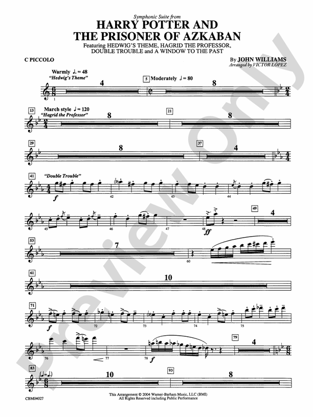 Harry Potter and the Prisoner of Azkaban, Symphonic Suite from: Piccolo: Piccolo Part - Digital ...