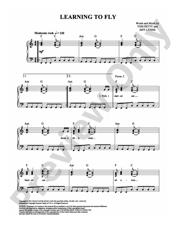 Learning to Fly: Piano/Vocal/Chords: Tom Petty And The Heartbreakers - Digital Sheet Music Download