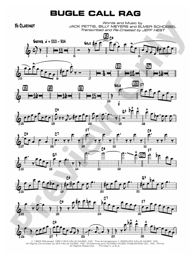 Bugle Call Rag: 1st B-flat Clarinet: 1st B-flat Clarinet Part - Digital Sheet Music Download