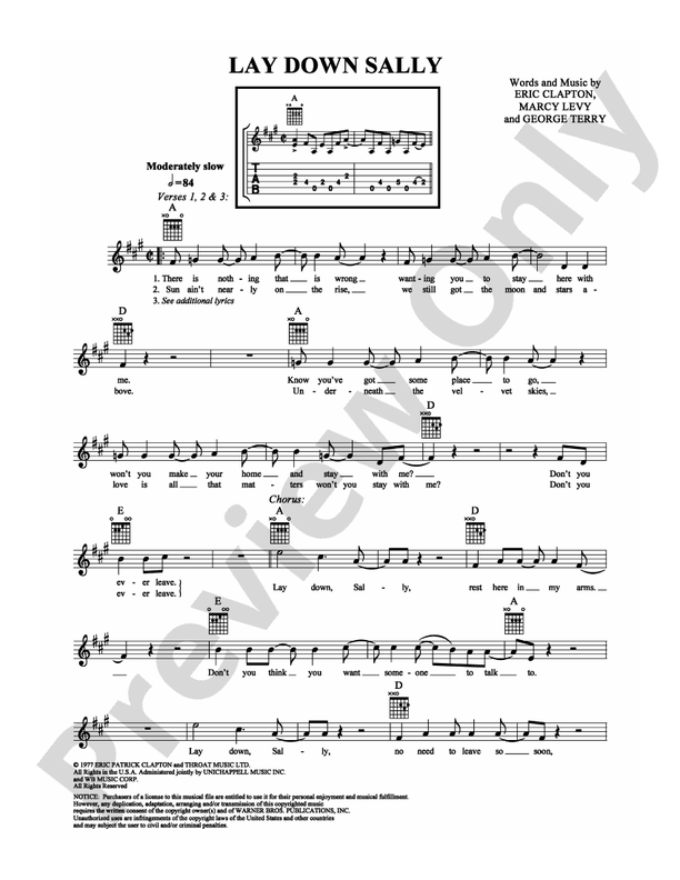 Lay Down Sally: Easy Guitar: Jerry Garcia - Digital Sheet Music Download