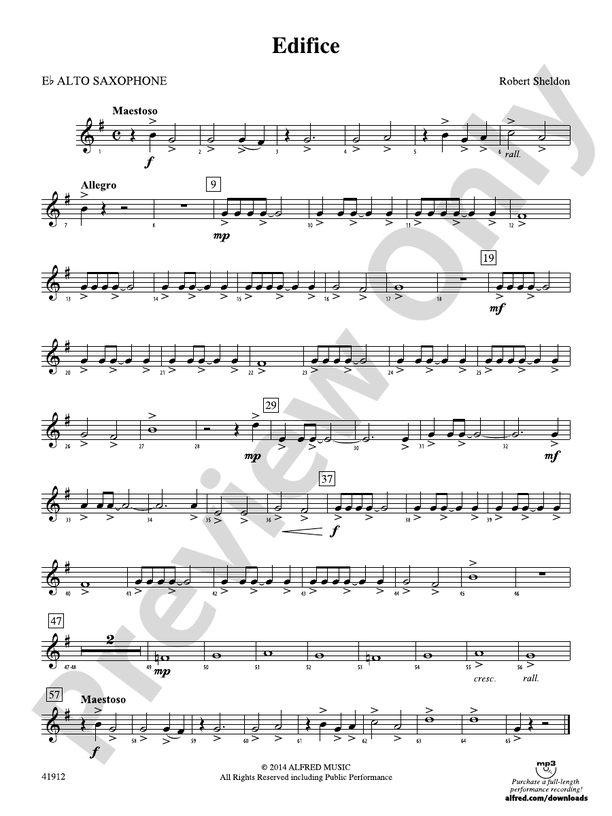 Edifice: E-flat Alto Saxophone: E-flat Alto Saxophone Part - Digital Sheet Music Download
