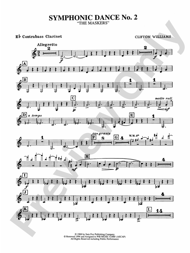 Symphonic Dance No. 2: E-flat Contrabass Clarinet: E-flat Contrabass Clarinet Part - Digital ...