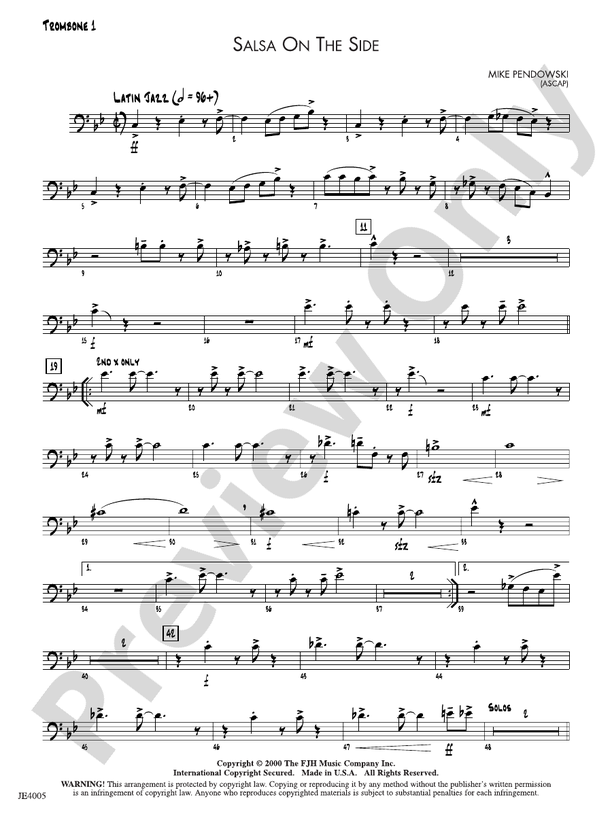 Salsa on the Side: Trombone 1: Trombone 1 Part: Mike Pendowski ...