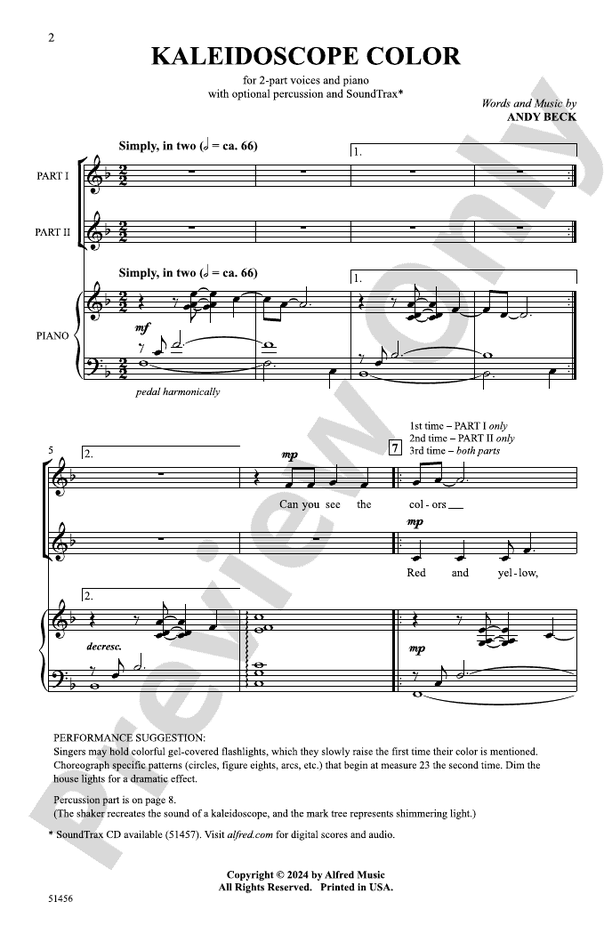 Kaleidoscope Color: 2-Part Choral Octavo - Digital Sheet Music Download