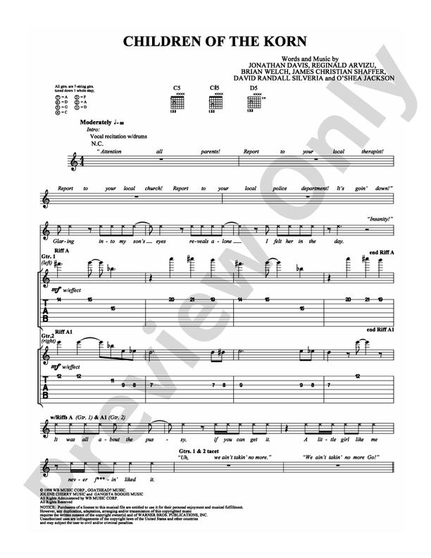 Children of the Korn: Guitar TAB: Korn - Digital Sheet Music Download