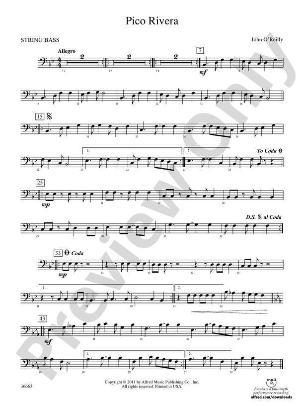 Pico Rivera: (wp) String Bass: (wp) String Bass World Part - Digital Sheet Music Download