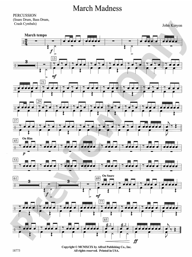 March Madness: 1st Percussion: 1st Percussion Part - Digital Sheet ...