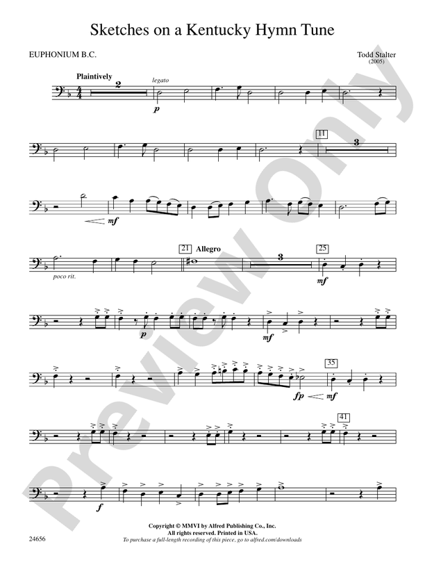 Sketches on a Kentucky Hymn Tune: Baritone B.C.: Baritone B.C. Part ...