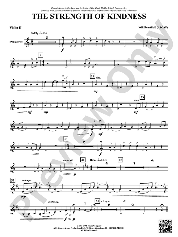 The Strength of Kindness: 2nd Violin: 2nd Violin Part: Will Boartfield ...