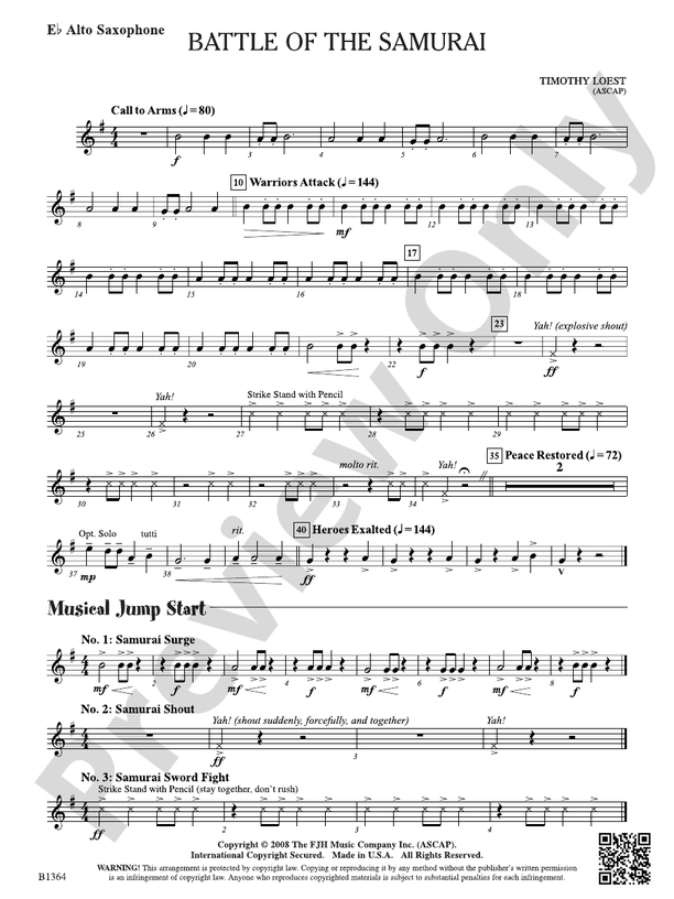 Battle of the Samurai: E-flat Alto Saxophone: E-flat Alto Saxophone ...