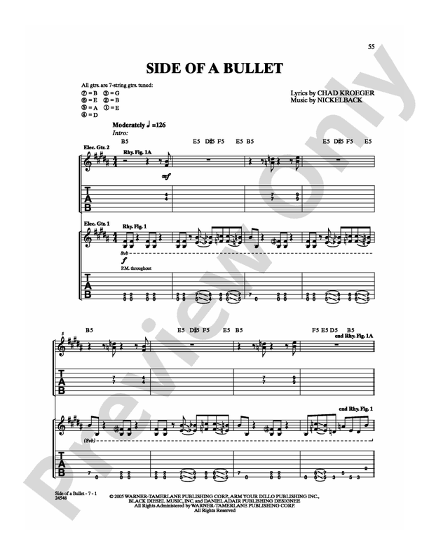Side of a Bullet: Guitar TAB: Nickelback - Digital Sheet Music Download