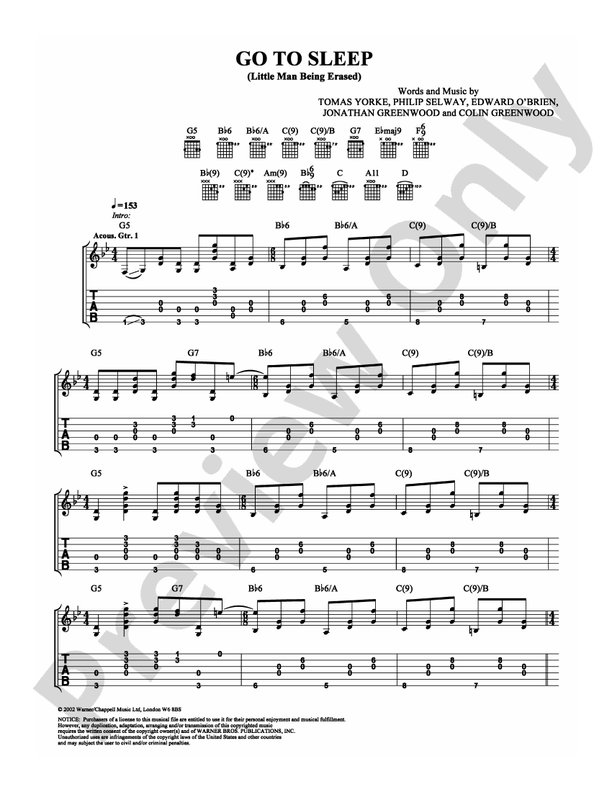 Go to Sleep: Guitar TAB: Radiohead - Digital Sheet Music Download