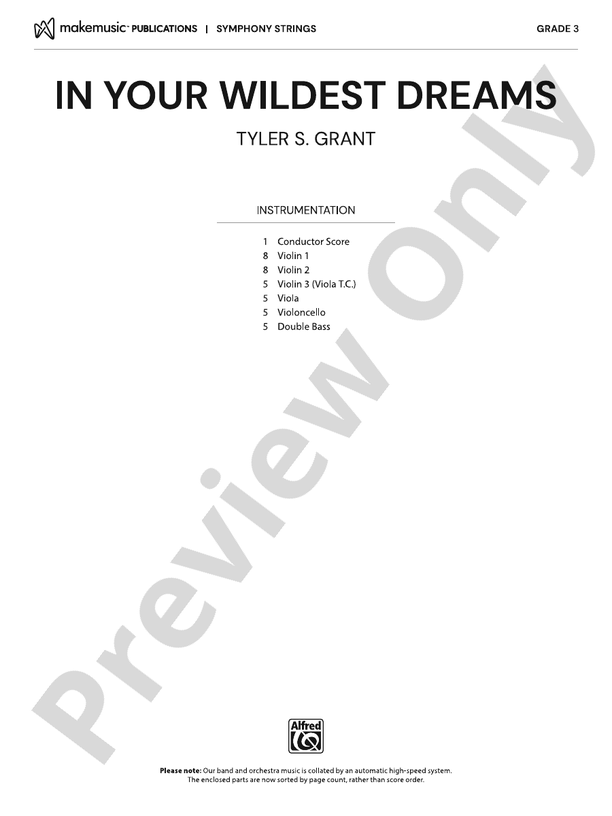 In Your Wildest Dreams: String Orchestra Conductor Score & Parts: Tyler S. Grant - Digital Sheet ...