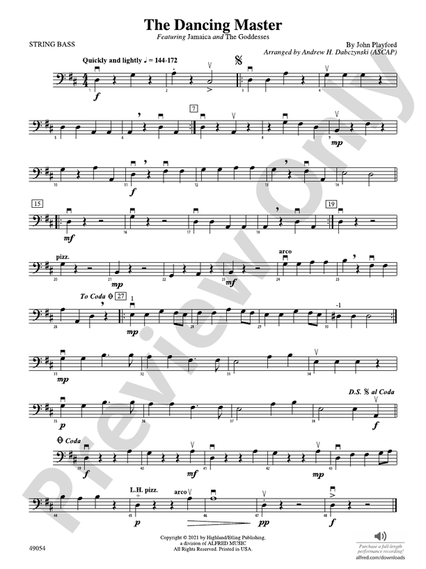 The Dancing Master: String Bass: String Bass Part - Digital Sheet Music ...