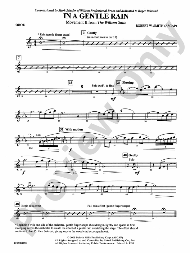 In a Gentle Rain (Movement II from the Willson Suite): Oboe: Oboe Part - Digital Sheet Music ...
