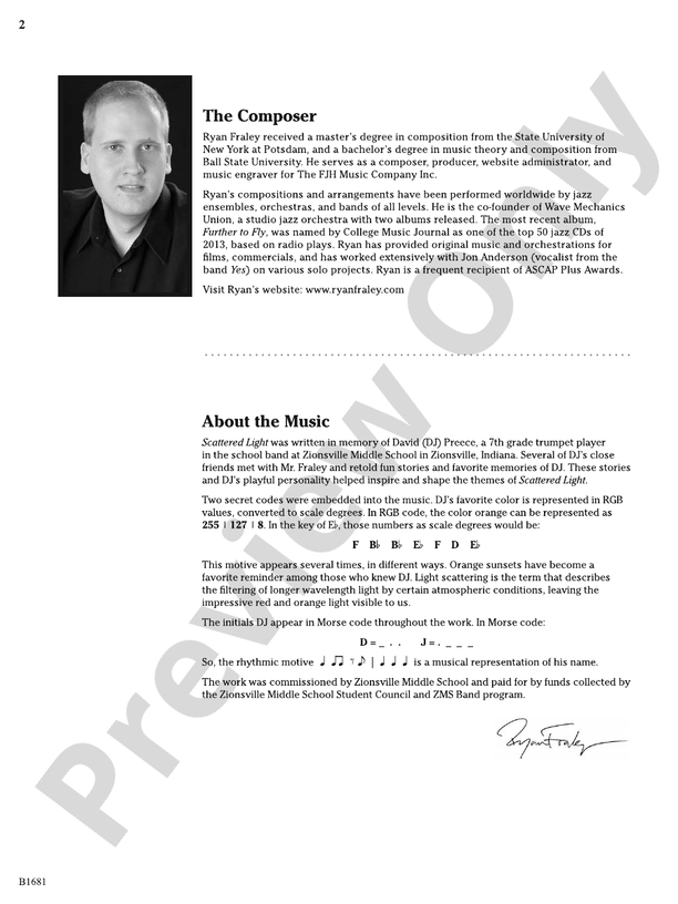 Scattered Light: Score: : Ryan Fraley - Digital Sheet Music Download