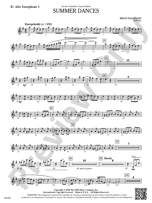 Summer Dances: E-flat Alto Saxophone 1: E-flat Alto Saxophone 1 Part ...
