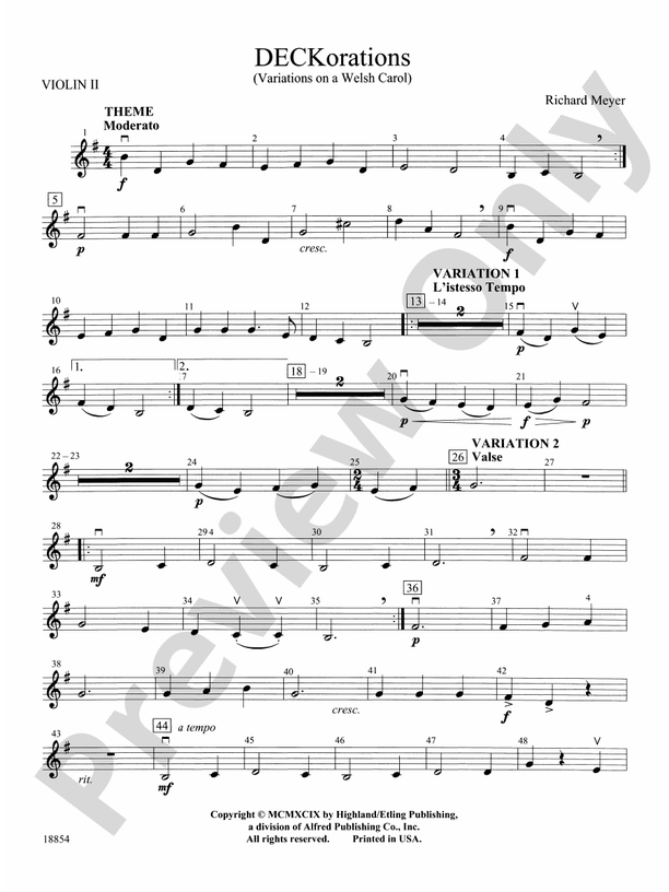 DECKorations: 2nd Violin: 2nd Violin Part - Digital Sheet Music Download