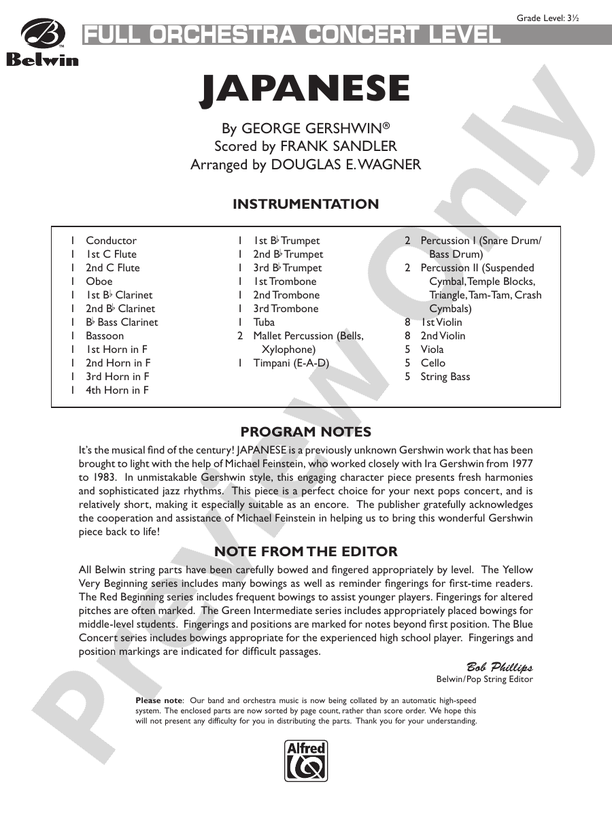 Japanese: Score: Full Orchestra Score - Digital Sheet Music Download