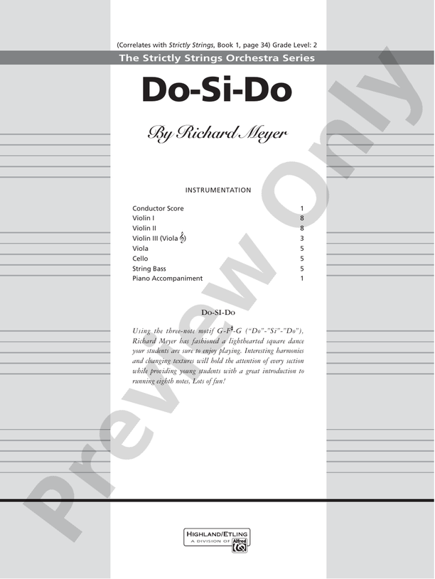 Do-Si-Do: String Orchestra Conductor Score & Parts: Richard Meyer ...