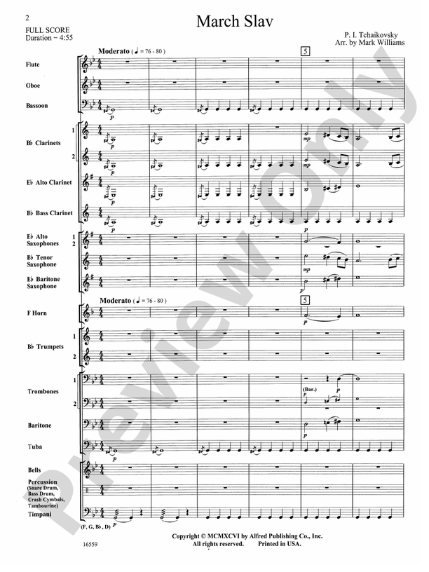 March Slav: Concert Band Conductor Score & Parts - Digital Sheet Music ...
