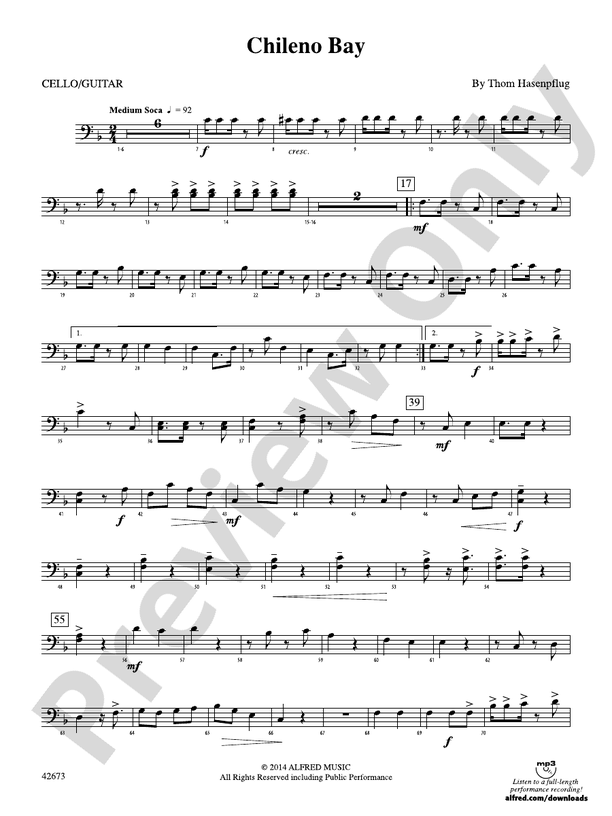 Chileno Bay: Cello: Cello Part - Digital Sheet Music Download