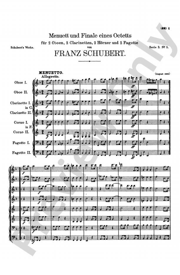 Schubert Nonet And Two Octets Minuet And Finale Part Digital Sheet