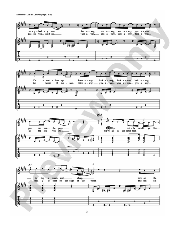 Life is a Carnival: Guitar TAB: Robbie Robertson - Digital Sheet Music ...