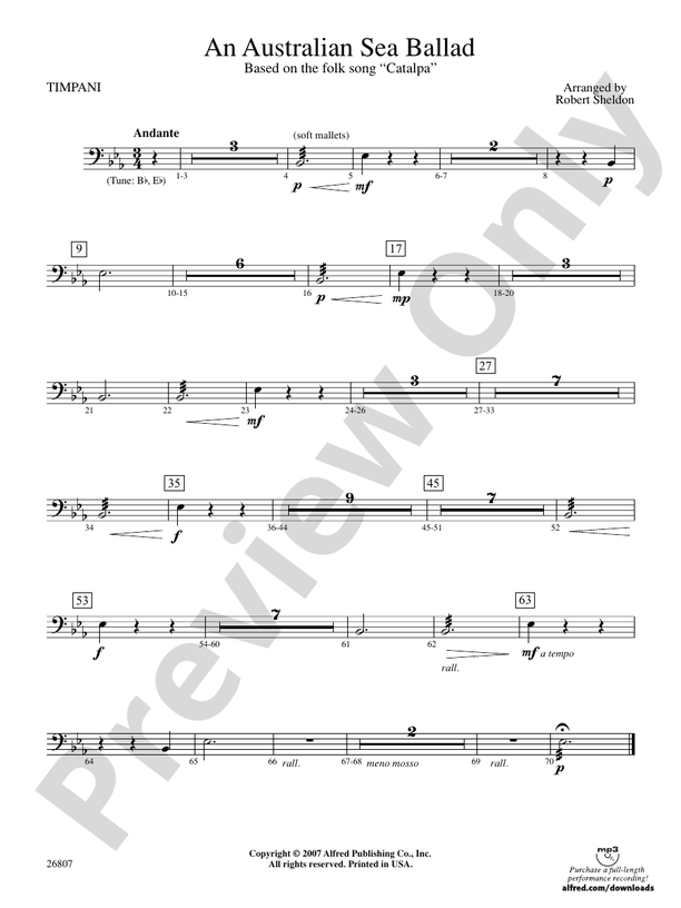 An Australian Sea Ballad: Timpani: Timpani Part - Digital Sheet Music ...