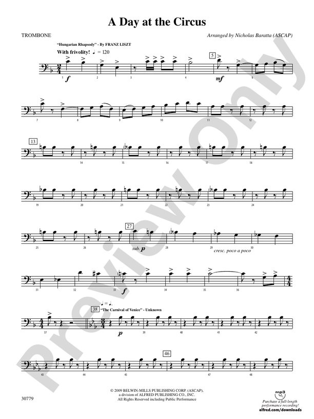 A Day at the Circus: 1st Trombone: 1st Trombone Part - Digital Sheet ...