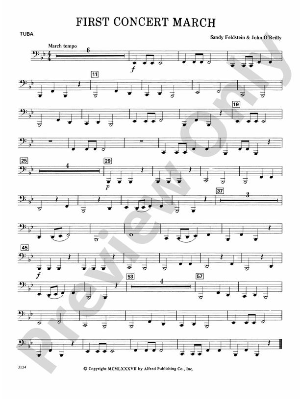 First Concert March: Tuba: Tuba Part - Digital Sheet Music Download