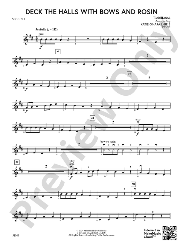 Deck the Halls With Bows and Rosin: 1st Violin: 1st Violin Part ...