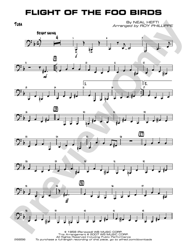 Flight of the Foo Birds: Tuba: Tuba Part - Digital Sheet Music Download
