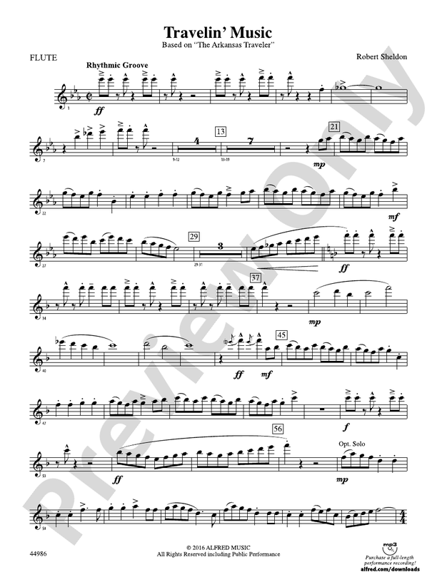Travelin Music Flute Flute Part Digital Sheet Music Download