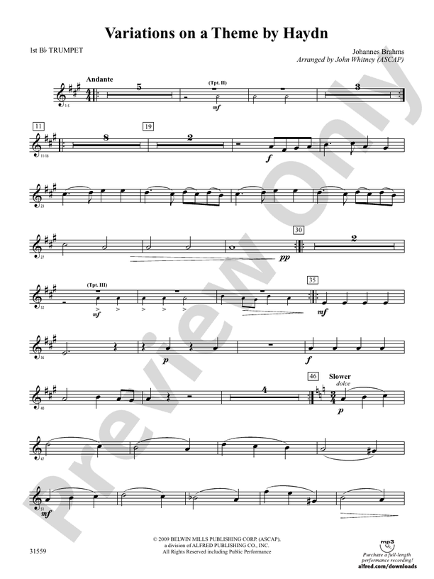 Variations on a Theme by Haydn: 1st B-flat Trumpet: 1st B-flat Trumpet ...