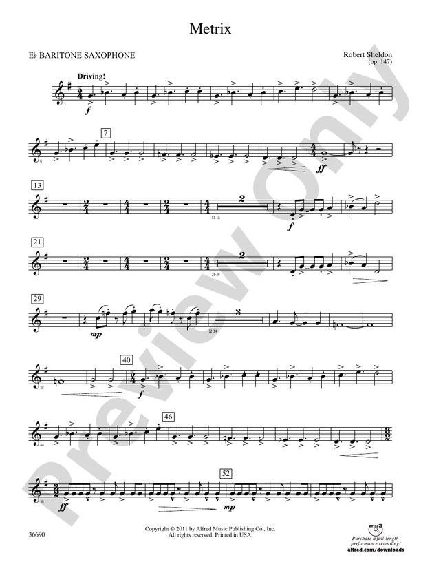Metrix E Flat Baritone Saxophone E Flat Baritone Saxophone Part