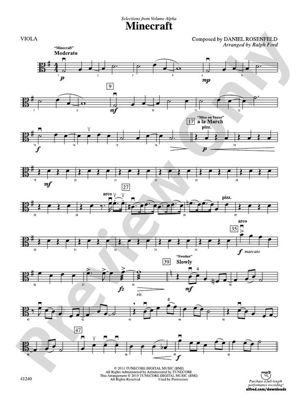 Minecraft: Viola: Viola Part - Digital Sheet Music Download