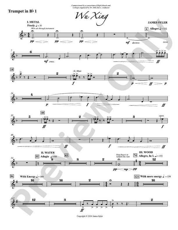 Wu Xing: 1st B-flat Trumpet: 1st B-flat Trumpet Part - Digital Sheet Music Download