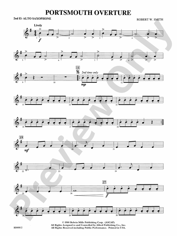 Portsmouth Overture 2nd E Flat Alto Saxophone 2nd E Flat Alto