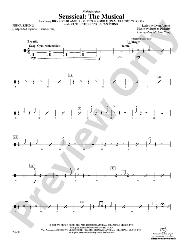 Seussical: The Musical: 2nd Percussion: 2nd Percussion Part - Digital Sheet Music Download