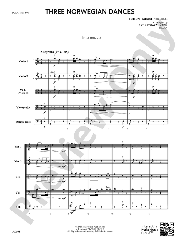 Three Norwegian Dances: String Orchestra Conductor Score & Parts ...