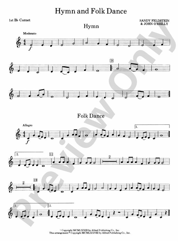 Hymn and Folk Dance: 1st B-flat Cornet: 1st B-flat Cornet Part ...
