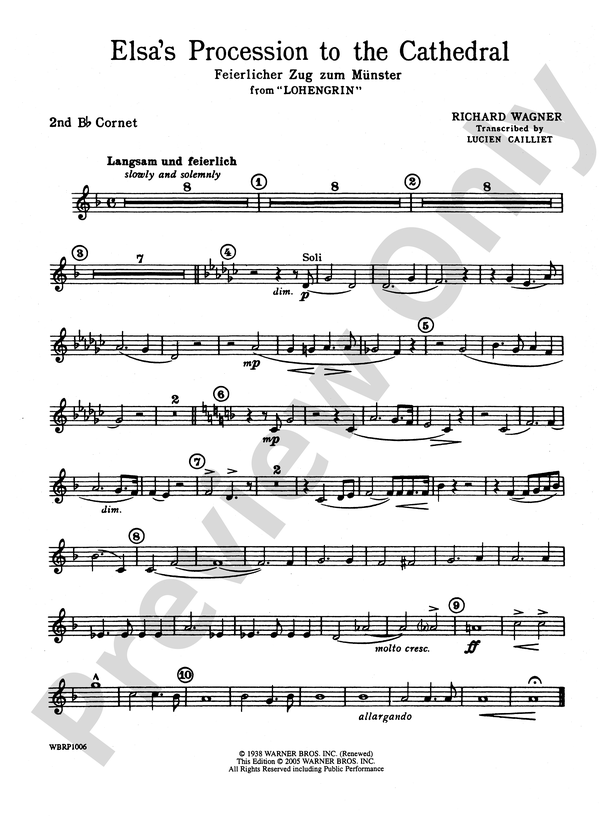 Elsa's Procession to the Cathedral: 2nd B-flat Cornet: 2nd B-flat ...