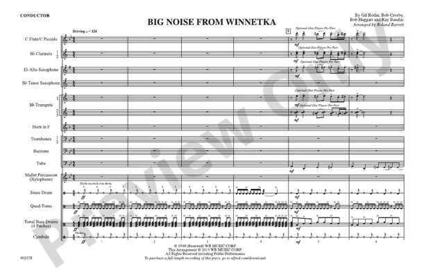 Big Noise from Winnetka: Marching Band Conductor Score & Parts: Gil ...