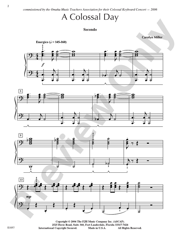 A Colossal Day: Piano: Carolyn Miller - Digital Sheet Music Download