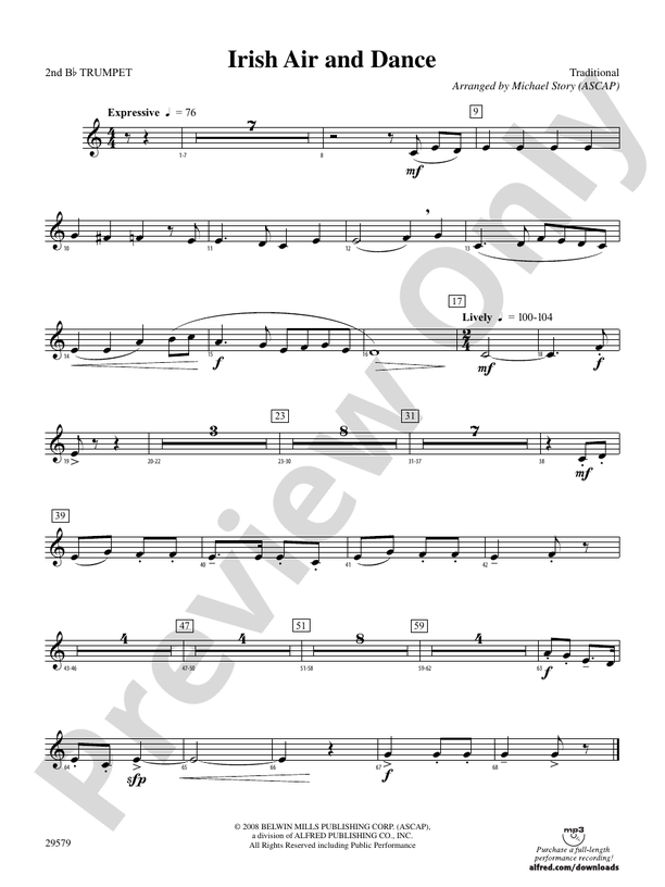 Irish Air and Dance: 2nd B-flat Trumpet: 2nd B-flat Trumpet Part - Digital Sheet Music Download
