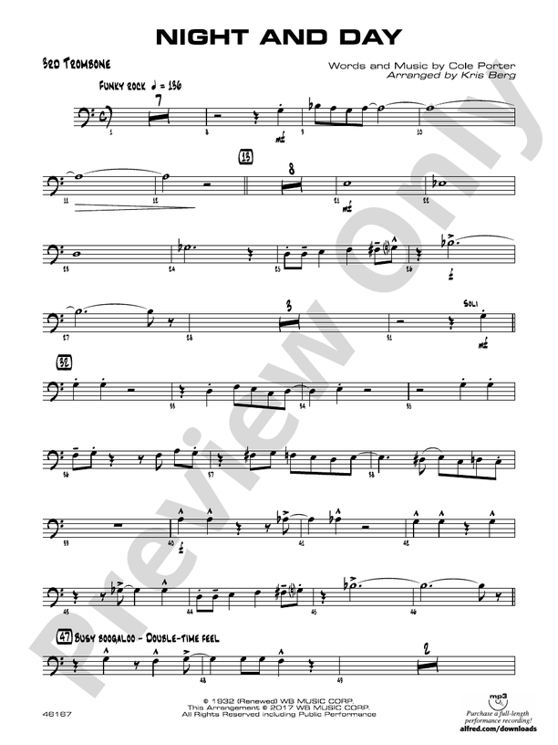 Night and Day: 3rd Trombone: 3rd Trombone Part - Digital Sheet Music ...